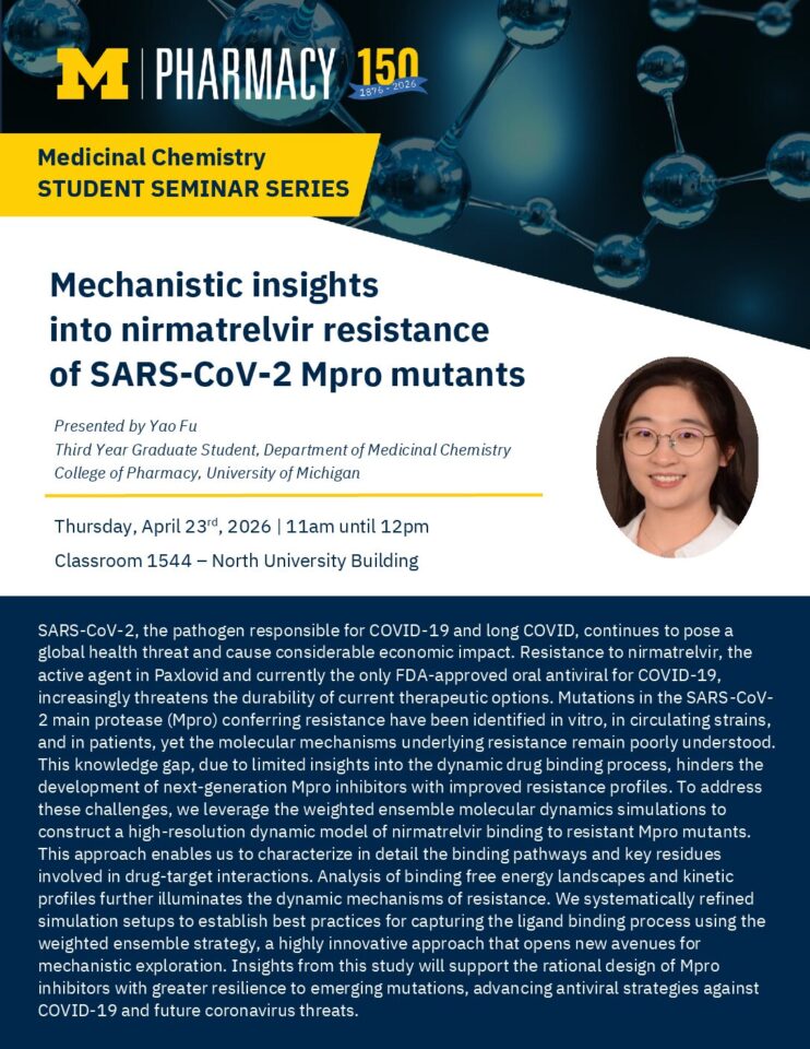 Medicinal Chemistry Graduate Student Seminar Series: Yao Fu | UM ...