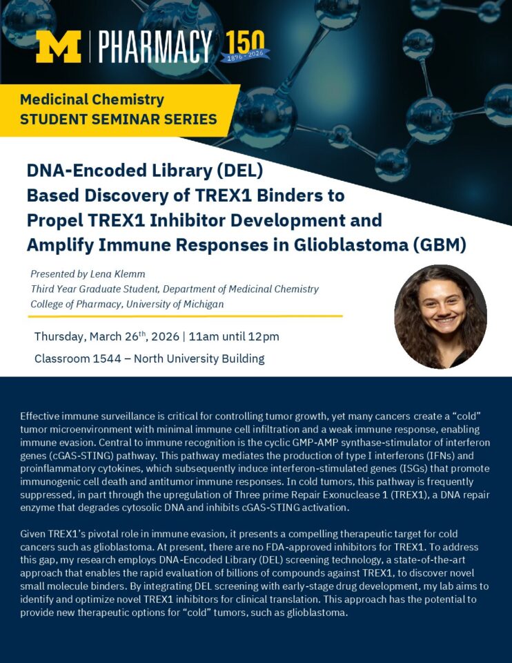 Medicinal Chemistry Graduate Student Seminar Series: Lena Klemm | UM ...