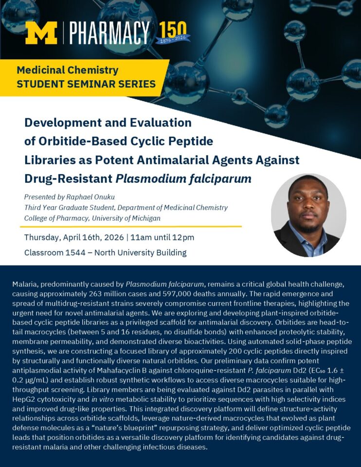 Medicinal Chemistry Graduate Student Seminar Series: Raphael Onuku | UM ...